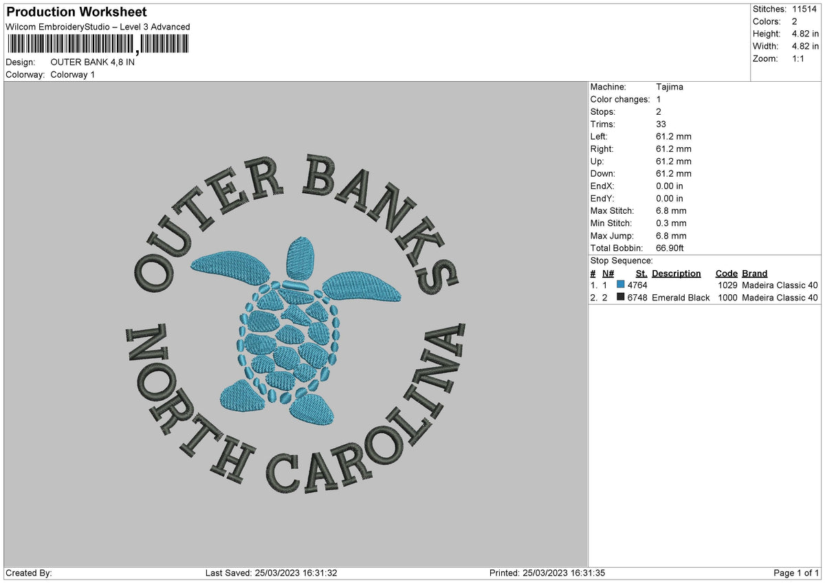Outer Bank Embroidery File 6 sizes – embrostudio