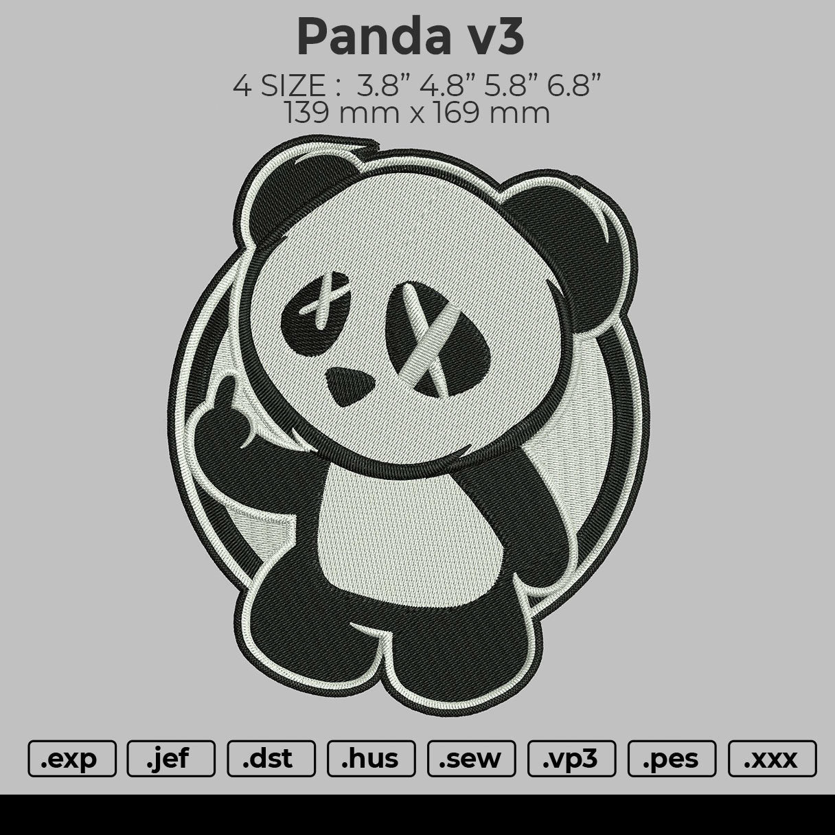 Panda v3 Embroidery File – embrostudio