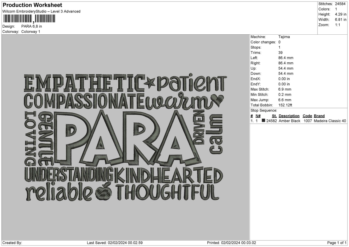 Paratext Embroidery File 6 sizes – embrostudio