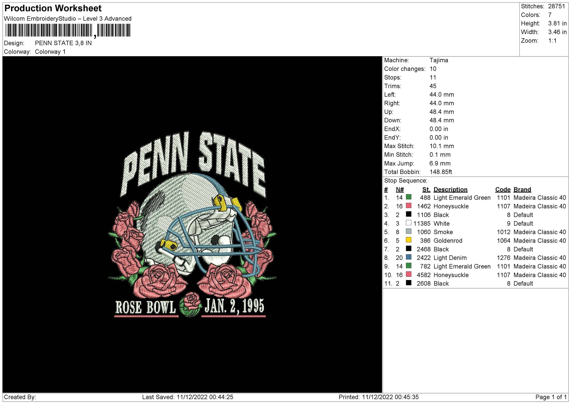 Penn State Embroidery File 6 sizes – embrostudio