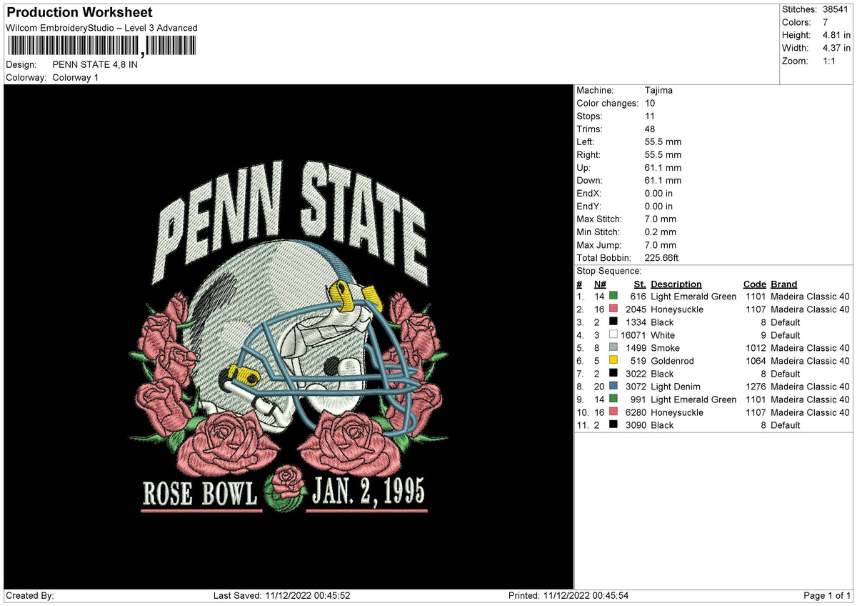 Penn State Embroidery File 6 sizes – embrostudio