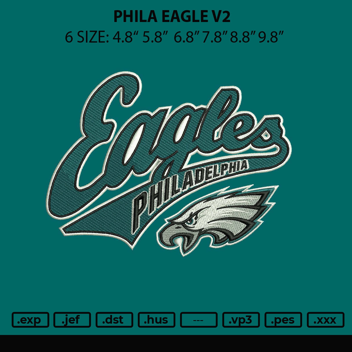 Phila Eagle V2 Embroidery File 6 sizes – embrostudio