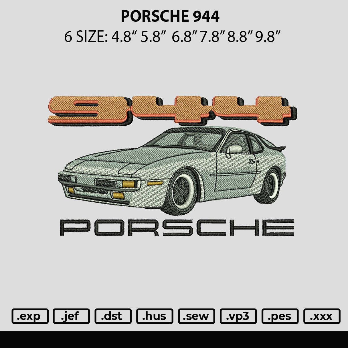 Porche 944 Embroidery File 6 sizes – embrostudio