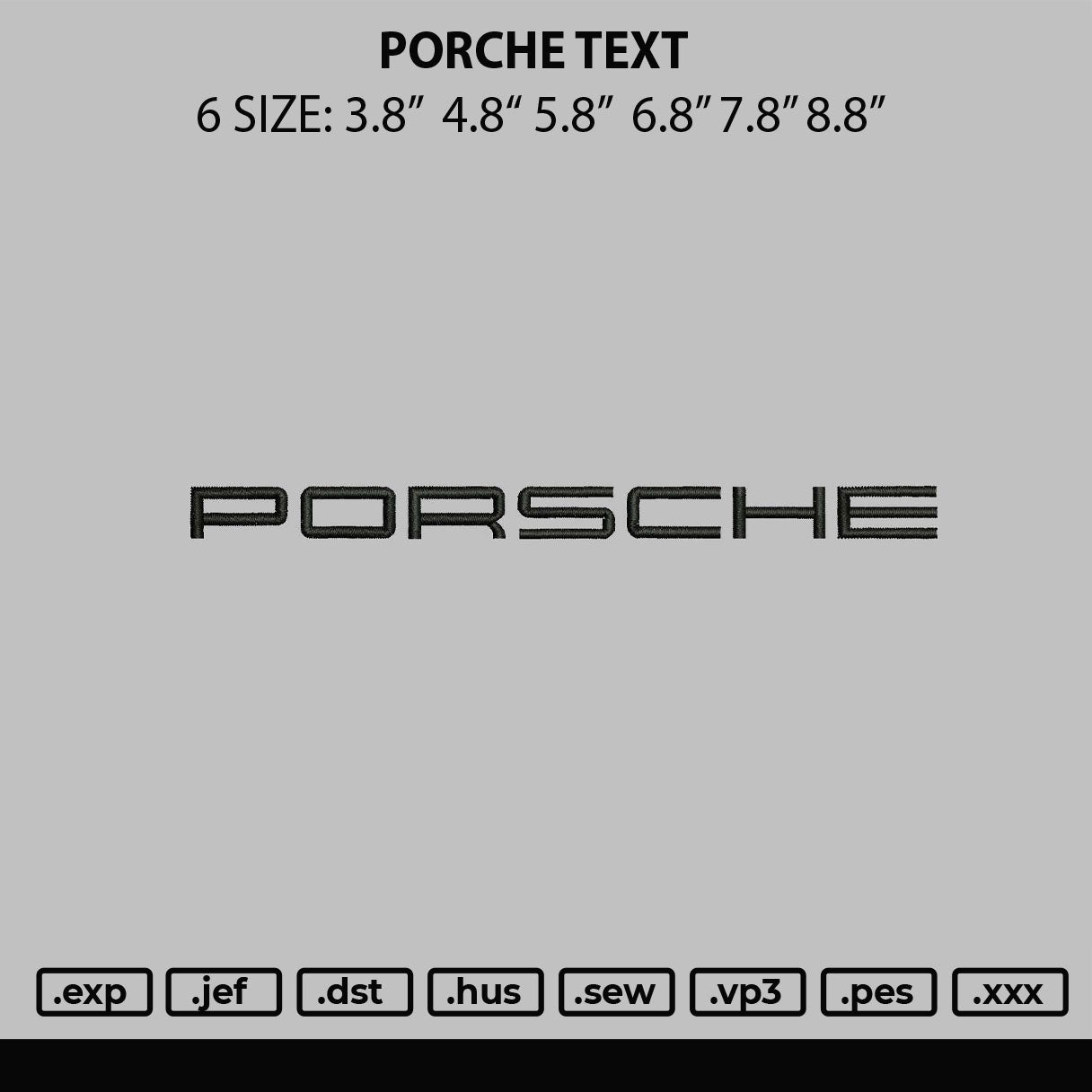 Porche Text Embroidery File 6 sizes – embrostudio