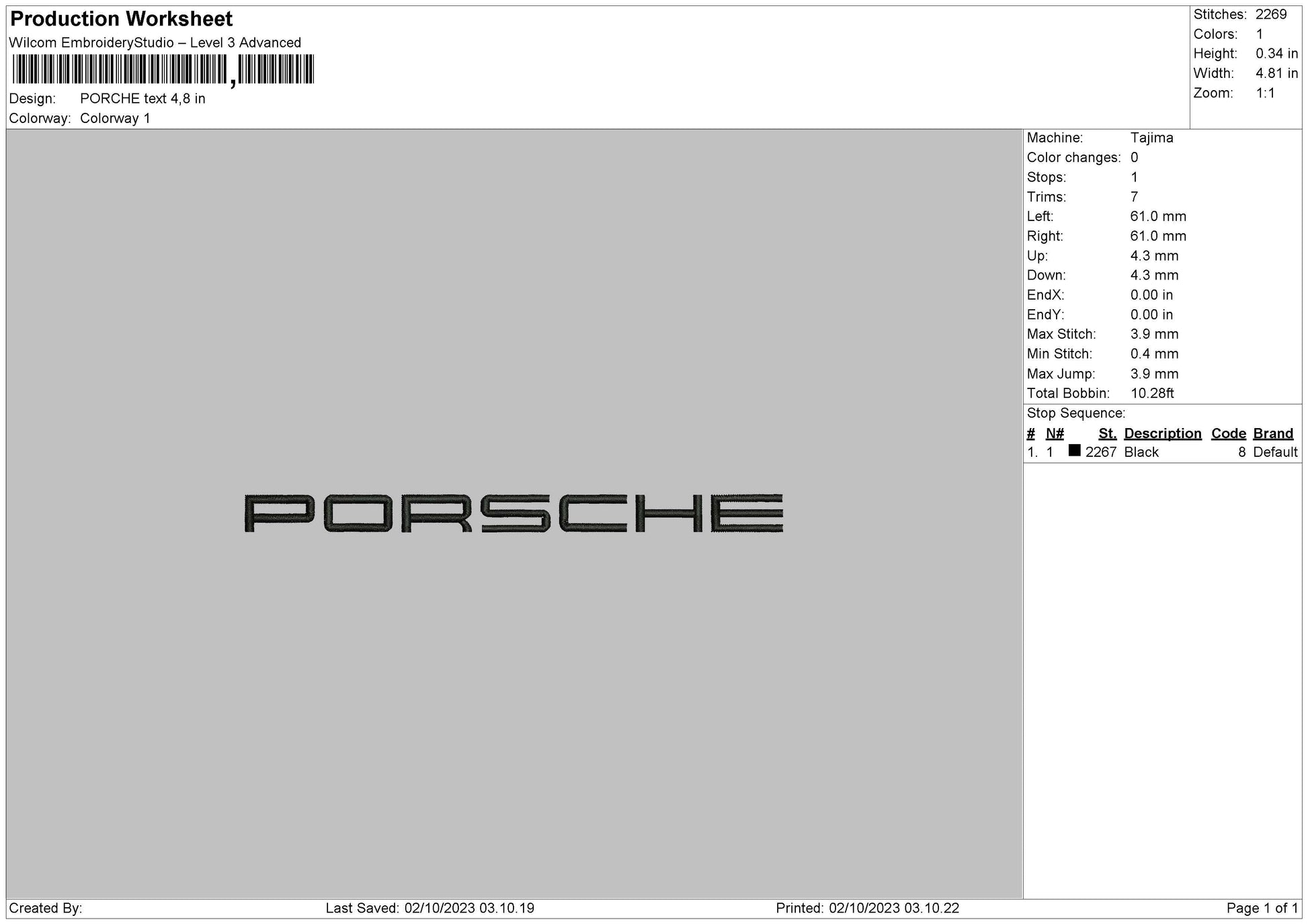 Porche Text Embroidery File 6 sizes – embrostudio