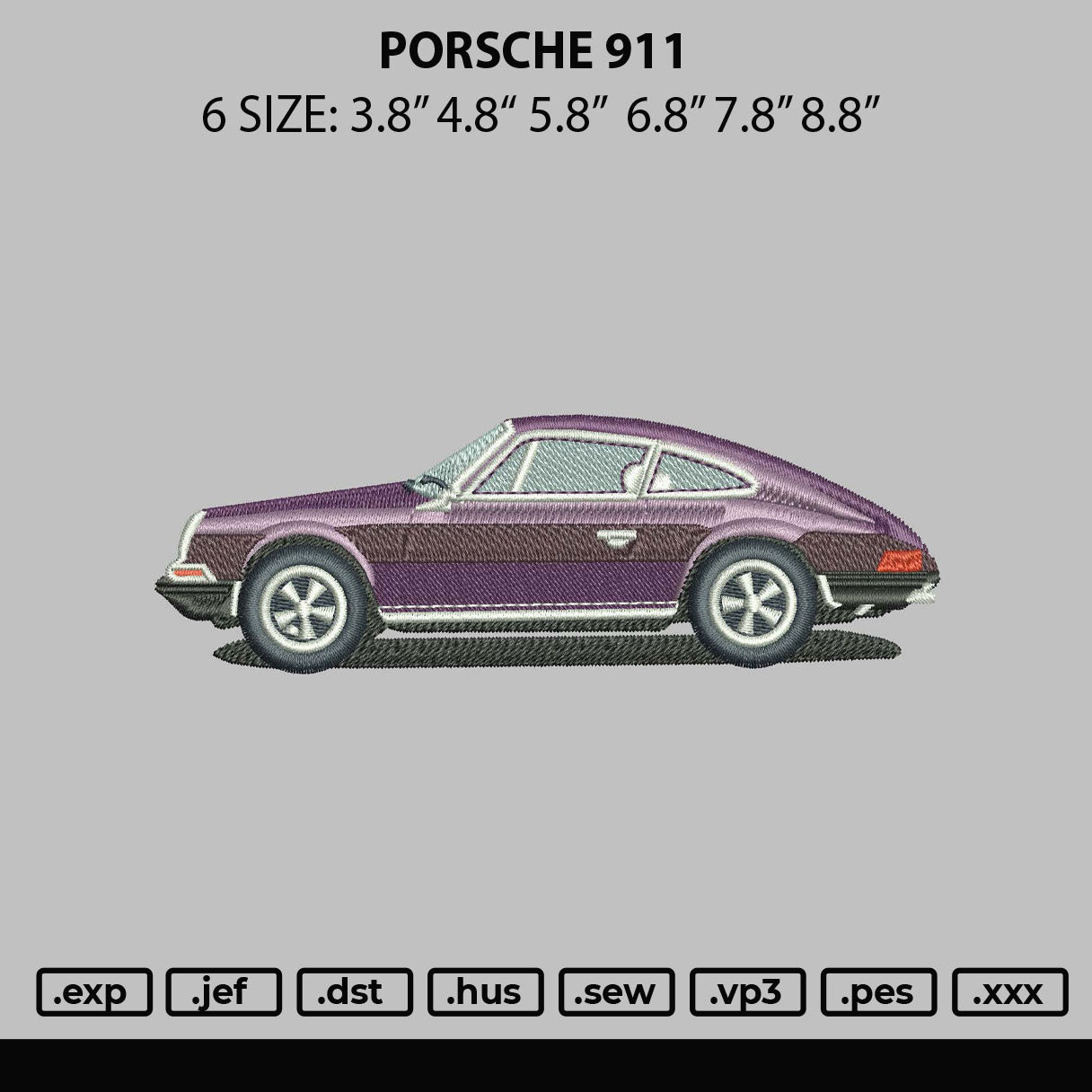 Porsche 911 Embroidery File 6 sizes – embrostudio
