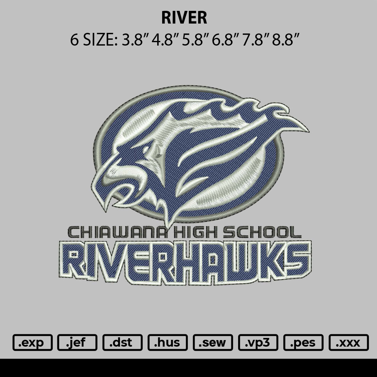 River Embroidery File 6 sizes – embrostudio