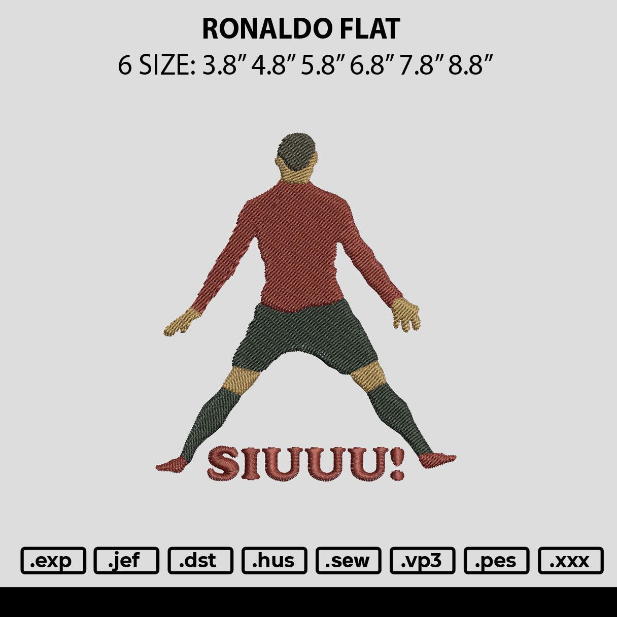 Ronaldo Flat Embroidery File 6 sizes – embrostudio