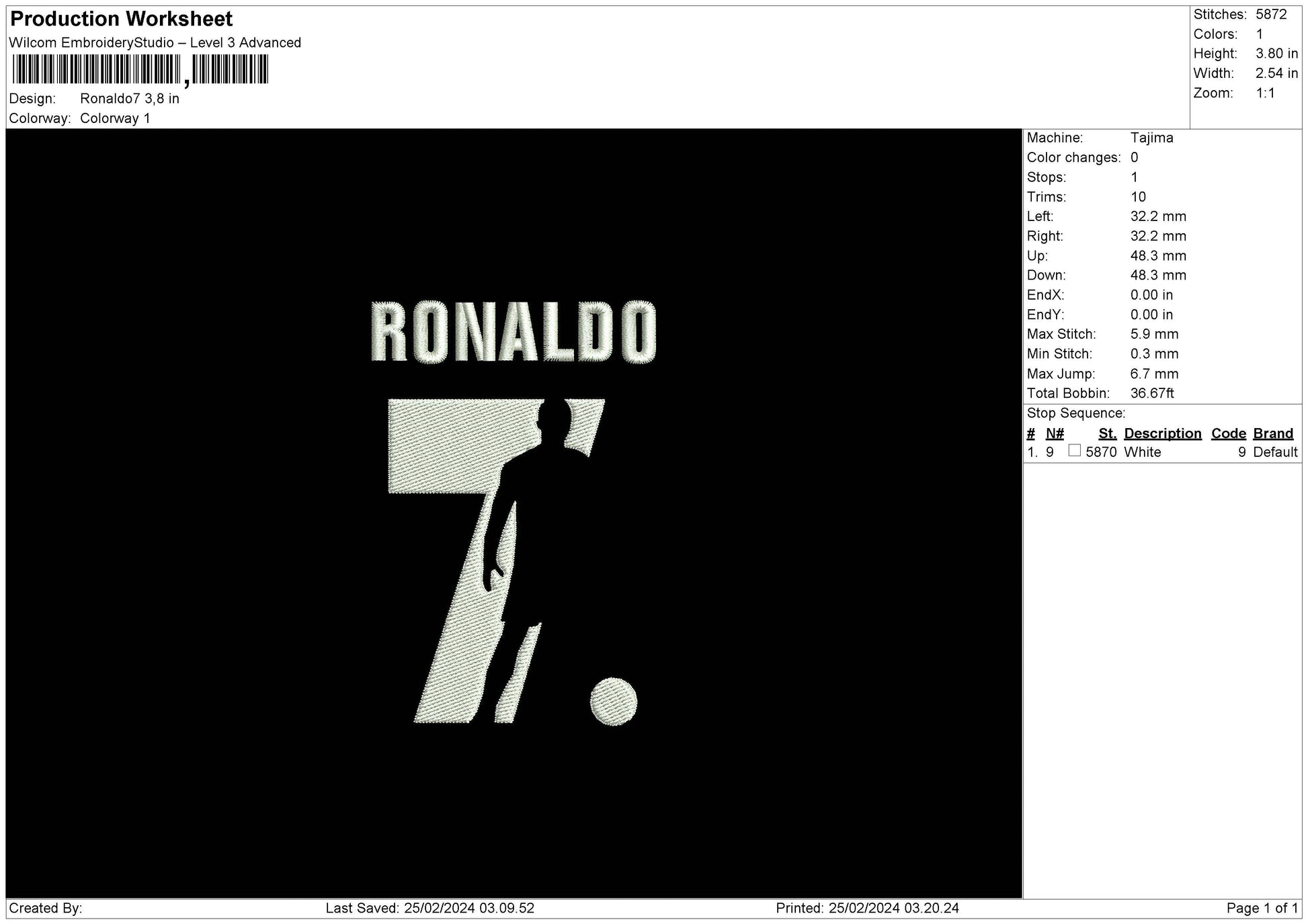 Ronaldo Text Embroidery File 6 sizes – embrostudio