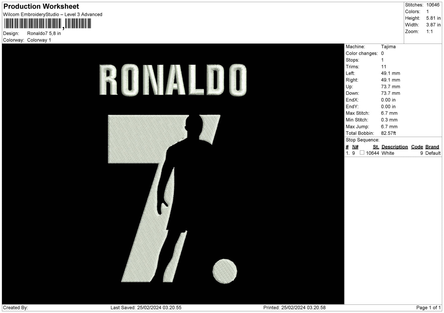 Ronaldo Text Embroidery File 6 sizes – embrostudio