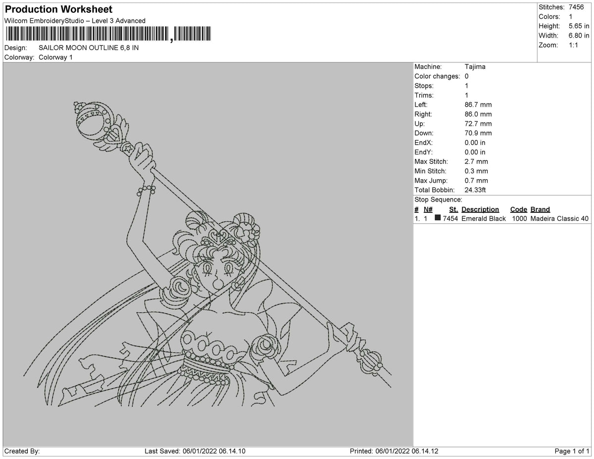 Sailor Moon outline Embroidery – embrostudio