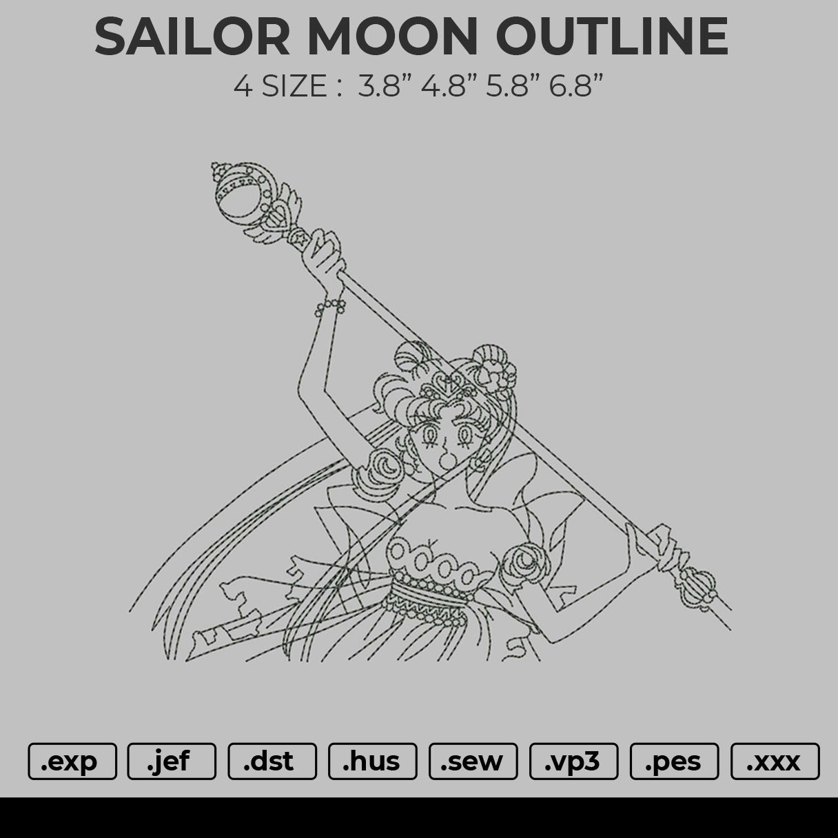 Sailor Moon outline Embroidery – embrostudio