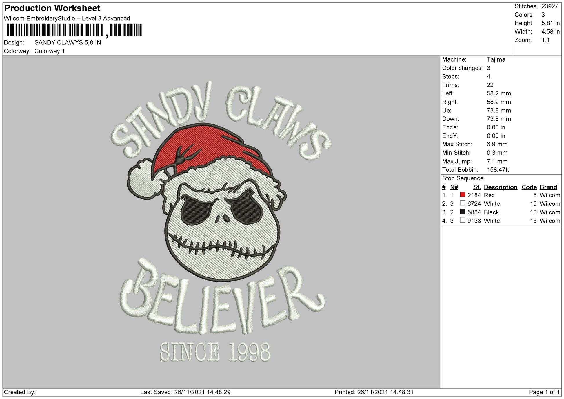 Sandy Claws Embroidery – embrostudio