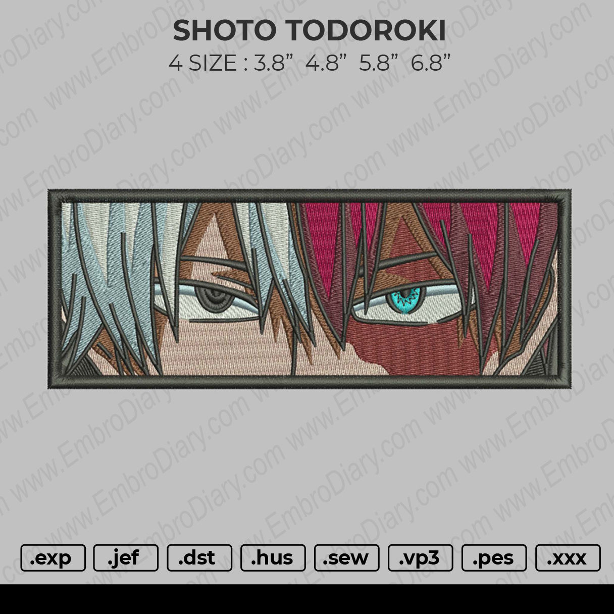 Shoto Todoroki Eyes Rectangle Embroidery – embrostudio