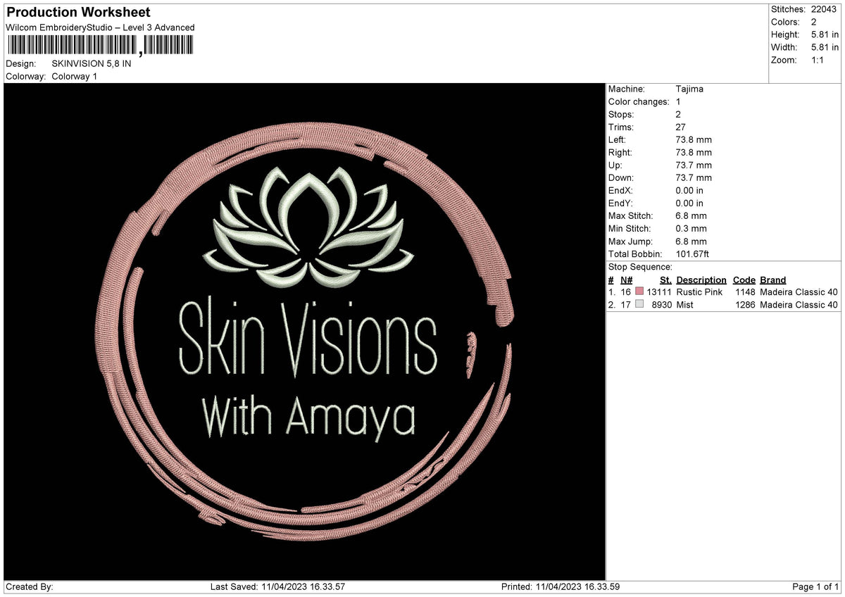 Skinvision Embroidery File 6 sizes – embrostudio