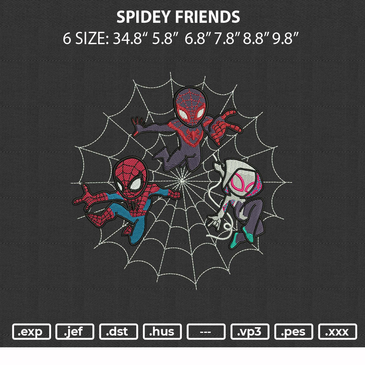 Spidey Friends Embroidery File 6 sizes – embrostudio
