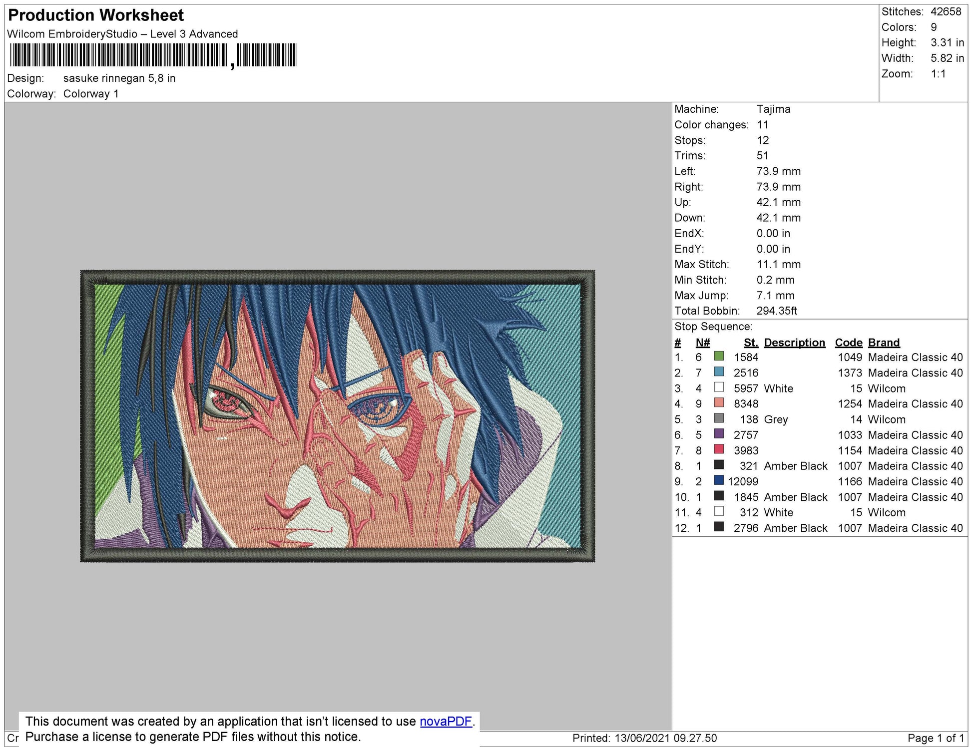 Sasuke Rinnegan Embroidery – embrostudio