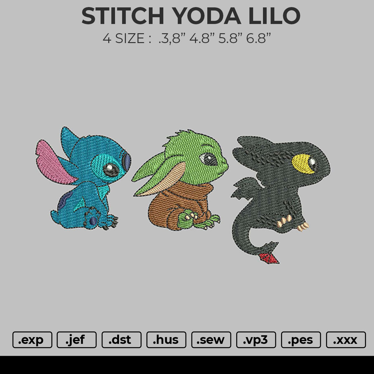 Stitch Yoda Lilo Embroidery – embrostudio