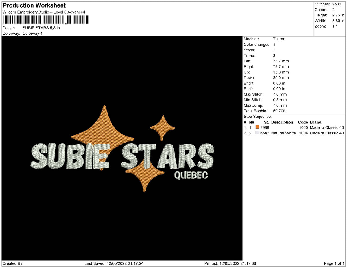 Subie Stars Embroidery – embrostudio