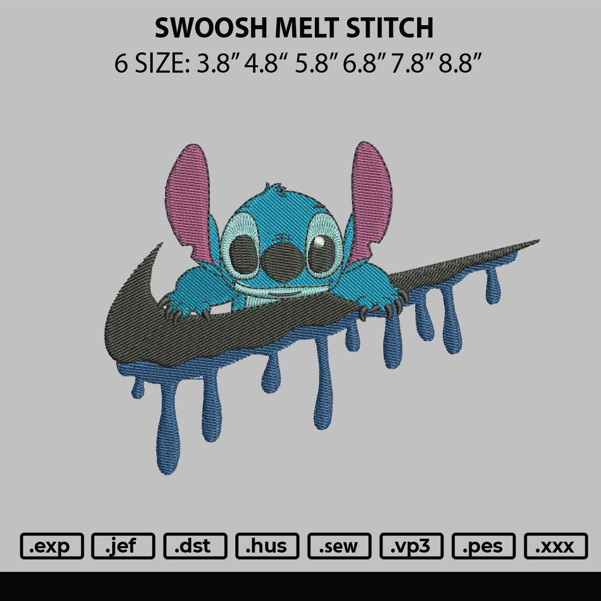 Swoosh Melt Stitch Embroidery File 6 sizes – embrostudio