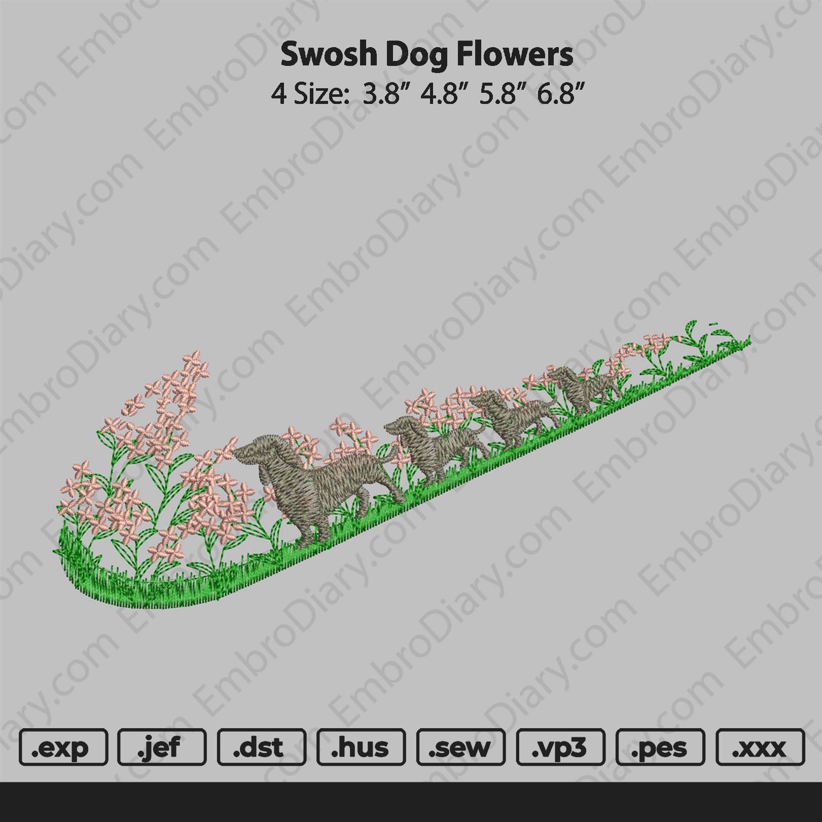 swoosh dog flowers – embrostudio