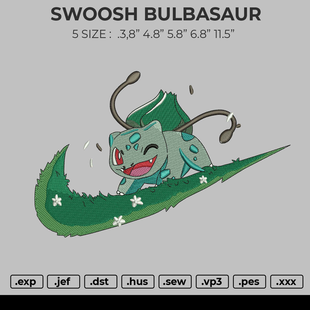 Swoosh Bulbasaur Embroidery – embrostudio