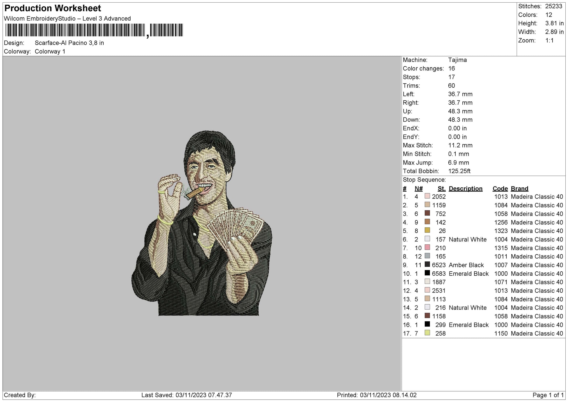 Scarface Ai Embroidery File 6 sizes – embrostudio