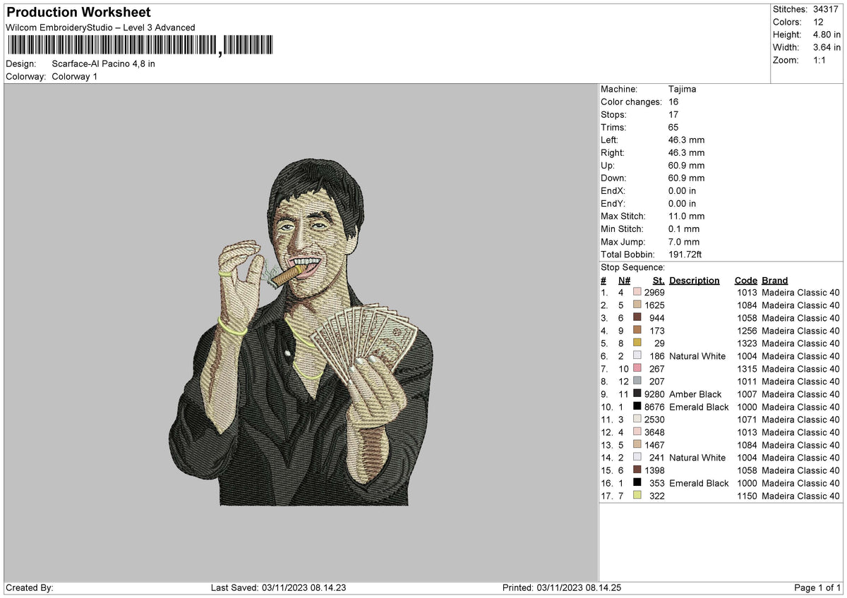 Scarface Ai Embroidery File 6 sizes – embrostudio