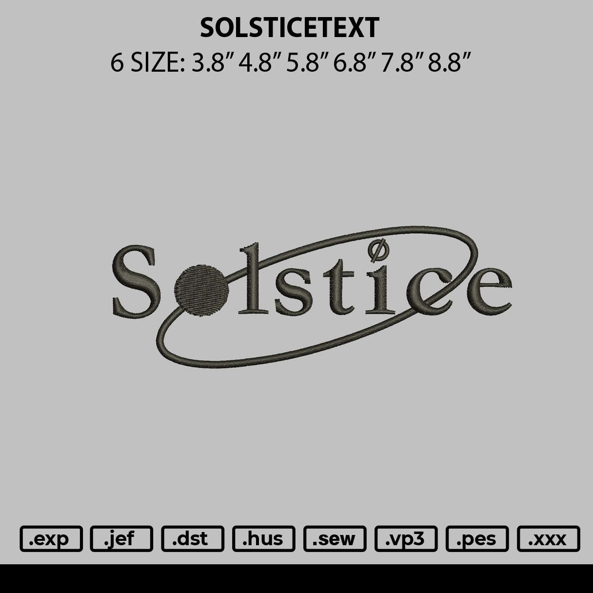 Solsticetext Embroidery File 6 sizes – embrostudio