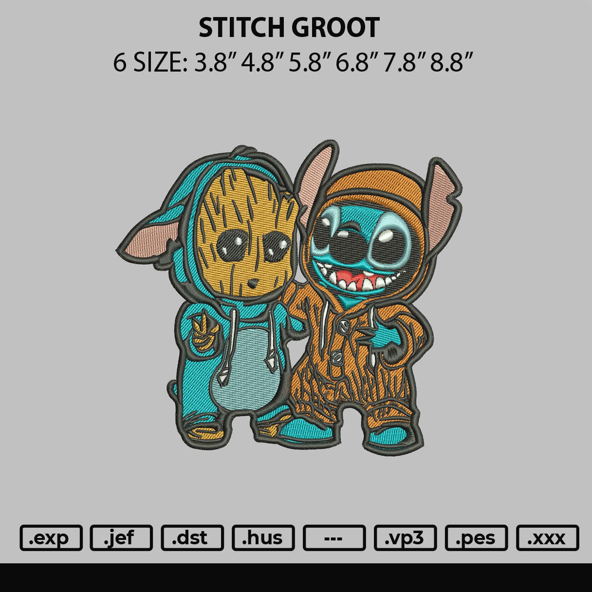 Stitch Groot Embroidery File 6 sizes – embrostudio