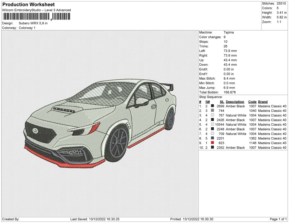subaru wrx Embroidery – embrostudio