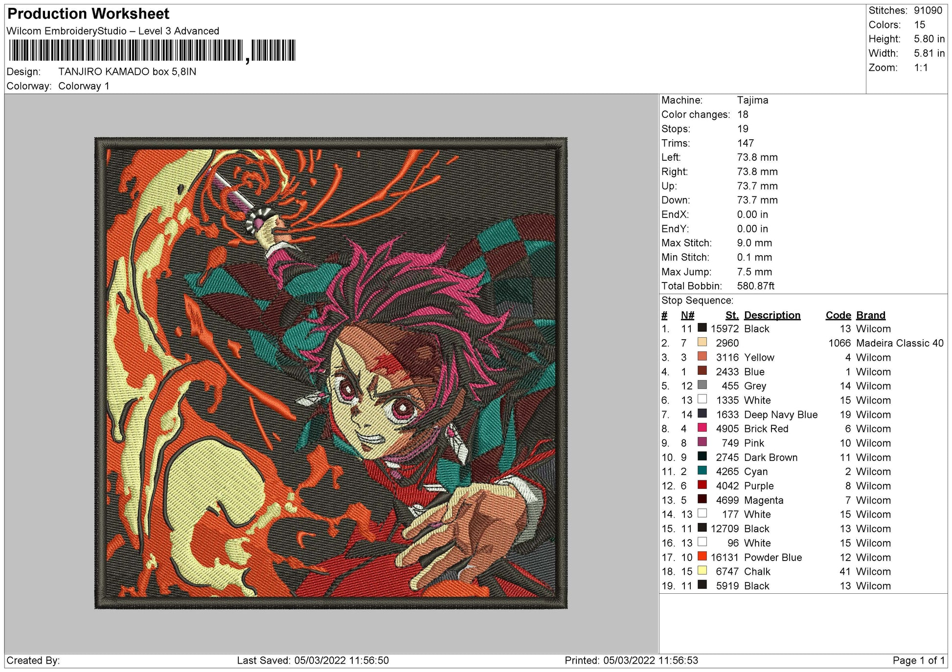 Tanjiro Kamado Box Embroidery – embrostudio