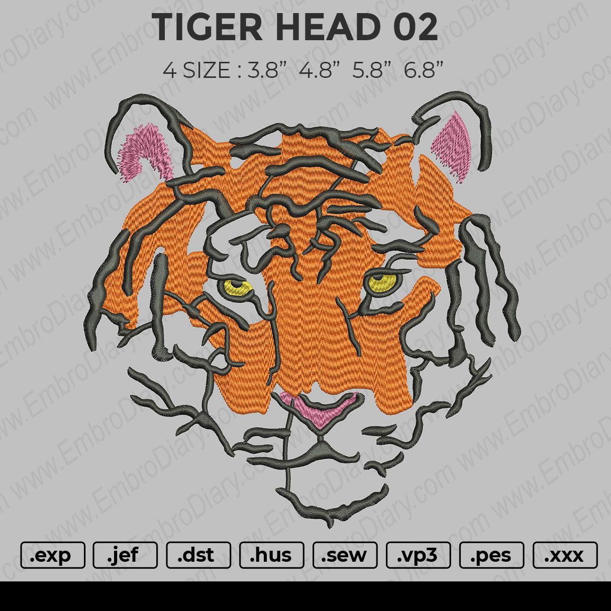 Tiger Head 02 Embroidery – embrostudio
