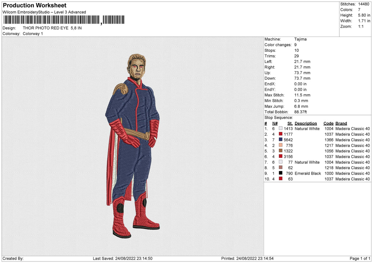 THOR RED EYE Embroidery – embrostudio