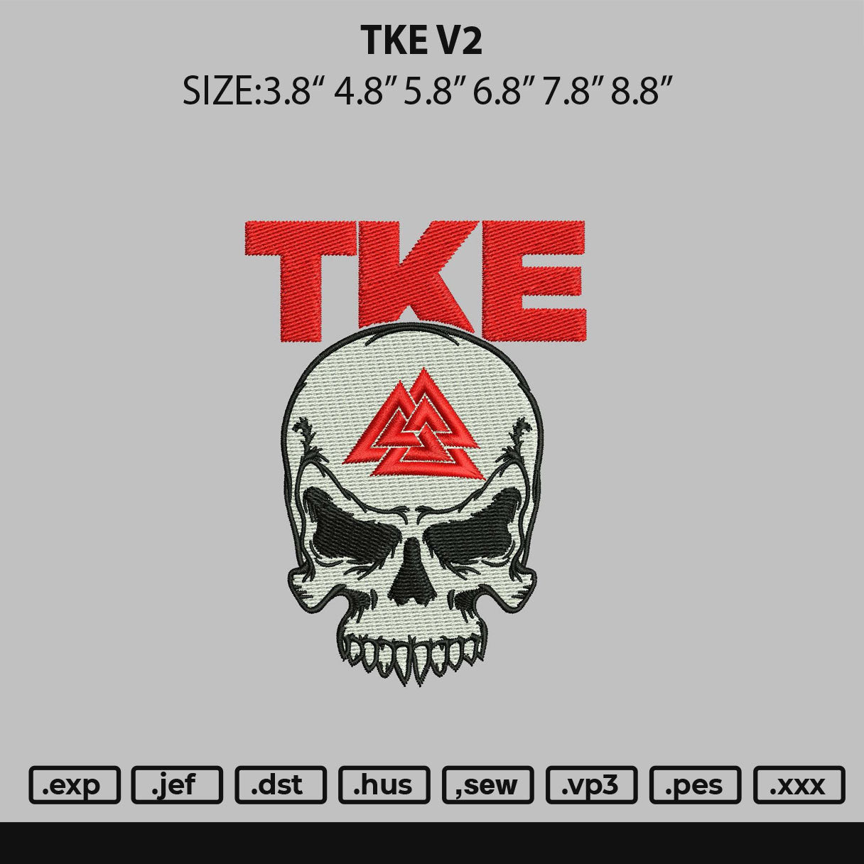 Tke V2 Embroidery File 6 sizes – embrostudio