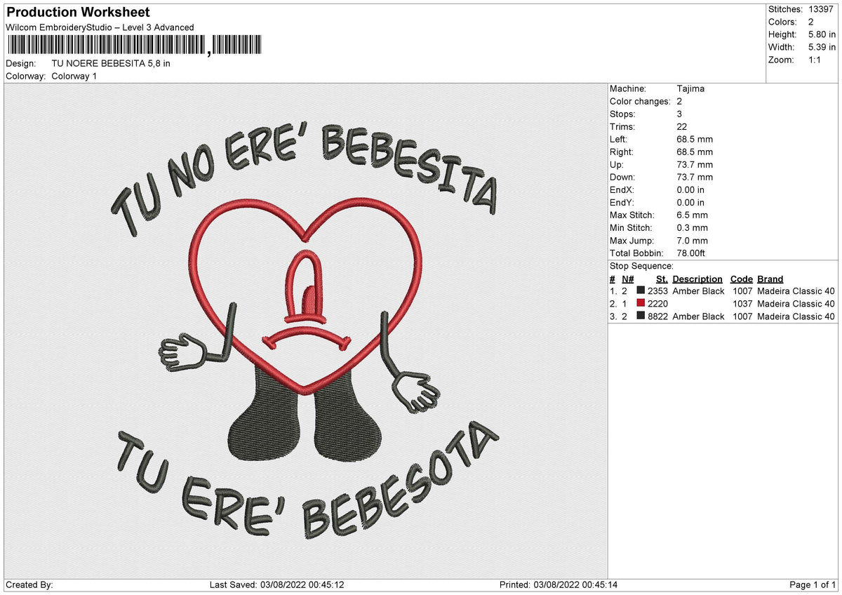 TU NOERE BEBESITA Embroidery – embrostudio