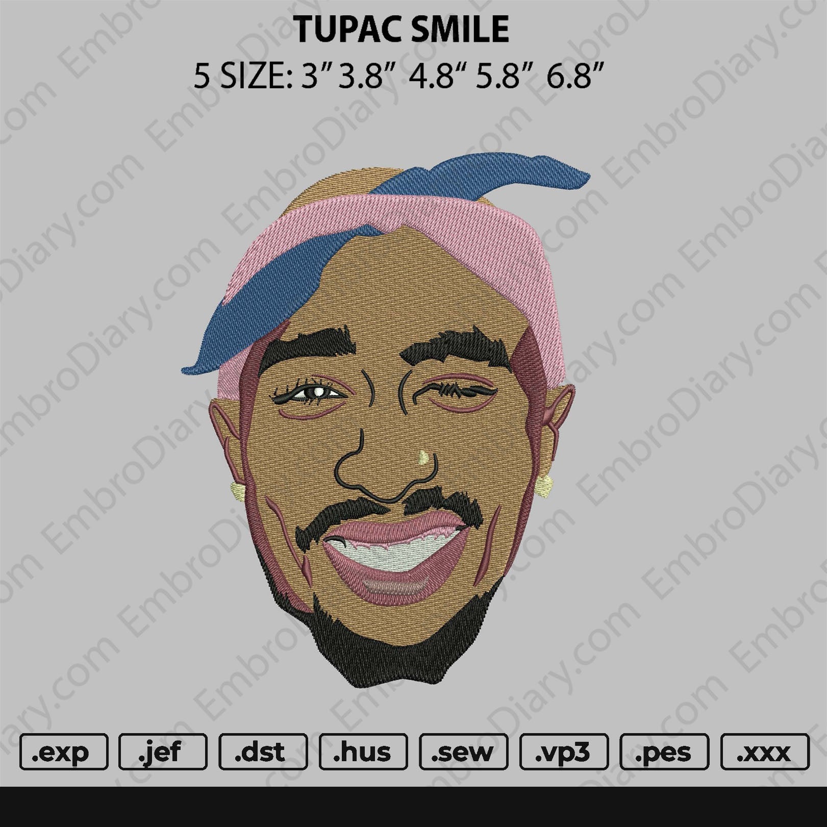 Tupac Smile Embroidery – embrostudio
