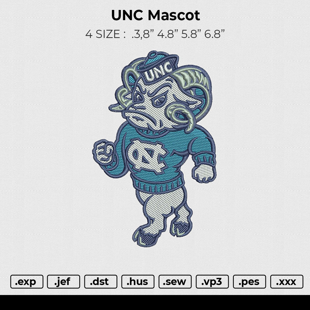 UNC mascot Embroidery – embrostudio