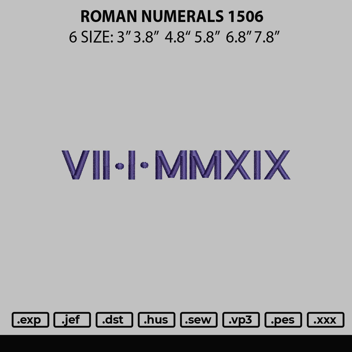 Roman Numerals 1506 Embroidery File 6 sizes – embrostudio