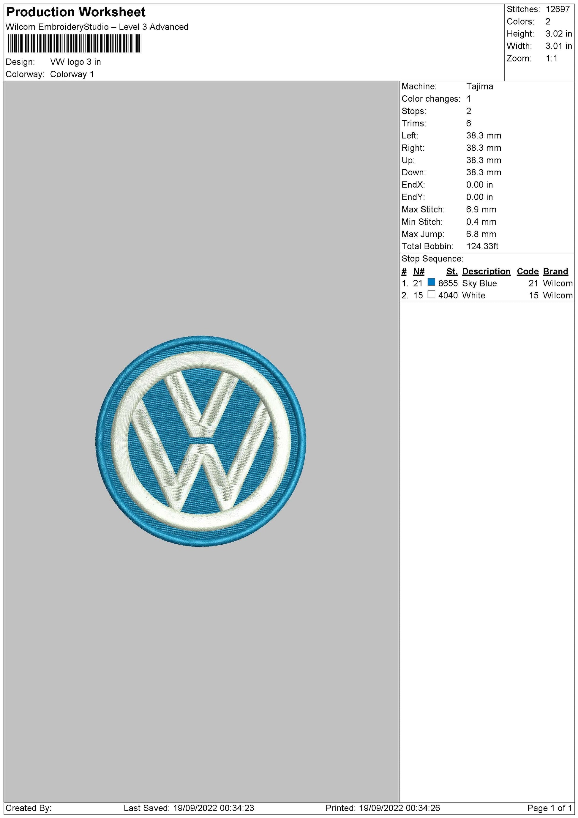 vw logo Embroidery – embrostudio