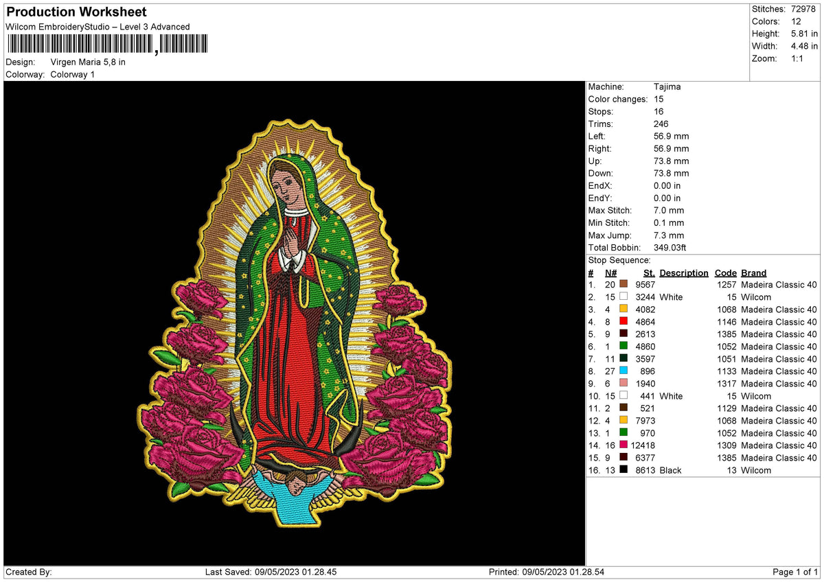 Virgen Maria Embroidery File 6 sizes – embrostudio