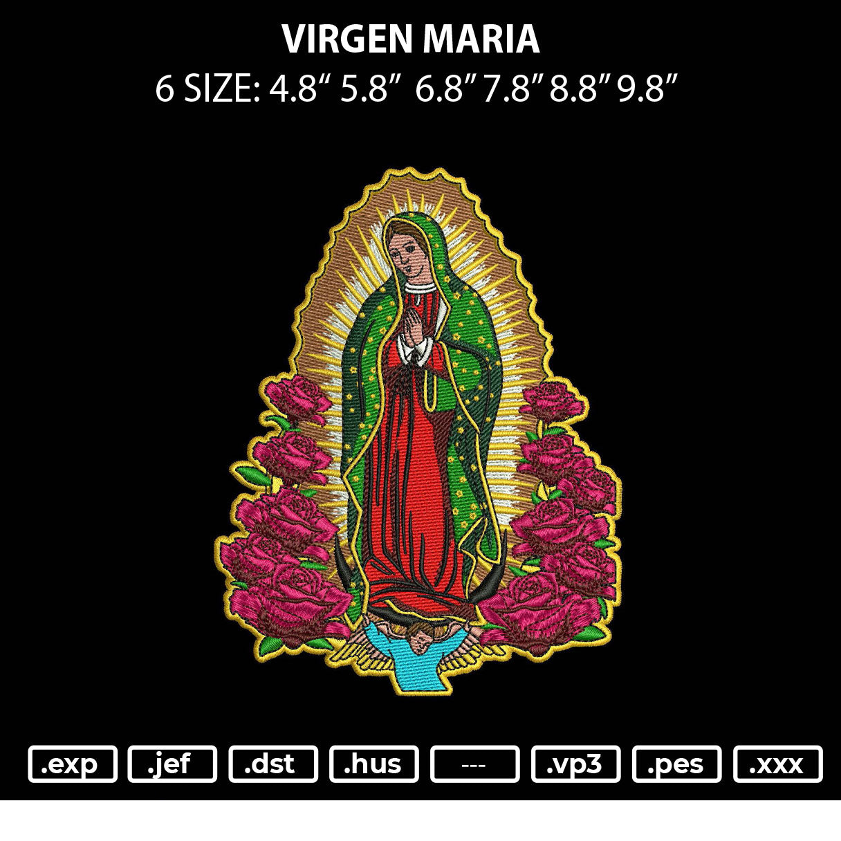 Virgen Maria Embroidery File 6 sizes – embrostudio