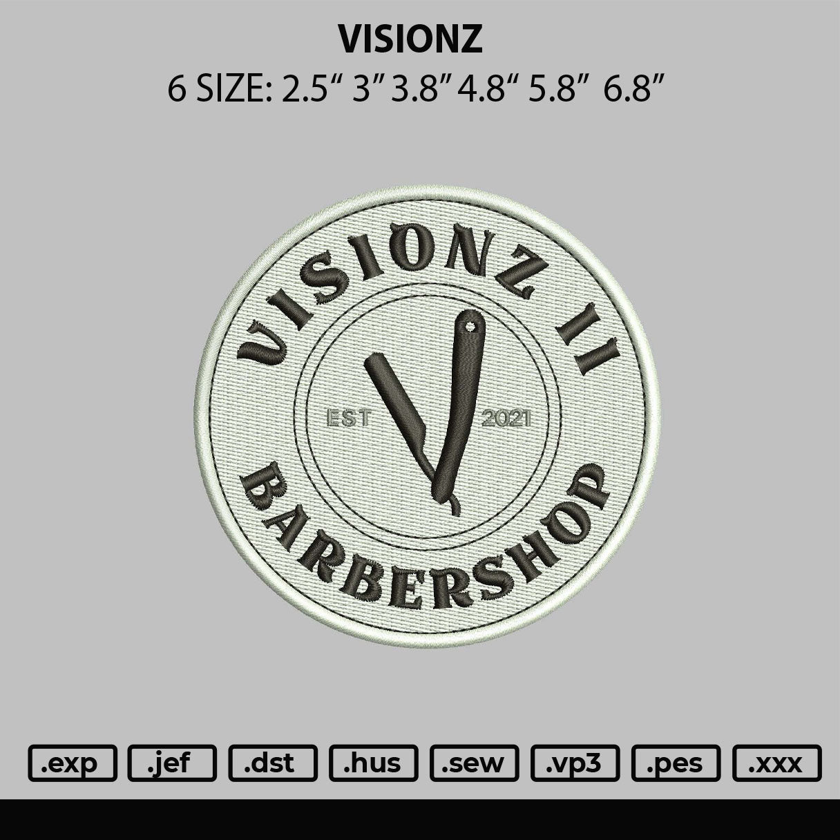 Visionz Embroidery File 6 sizes – embrostudio