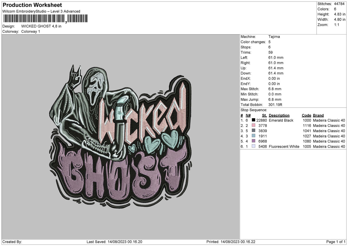 Wicked Ghost V02 Embroidery File 6 sizes – embrostudio