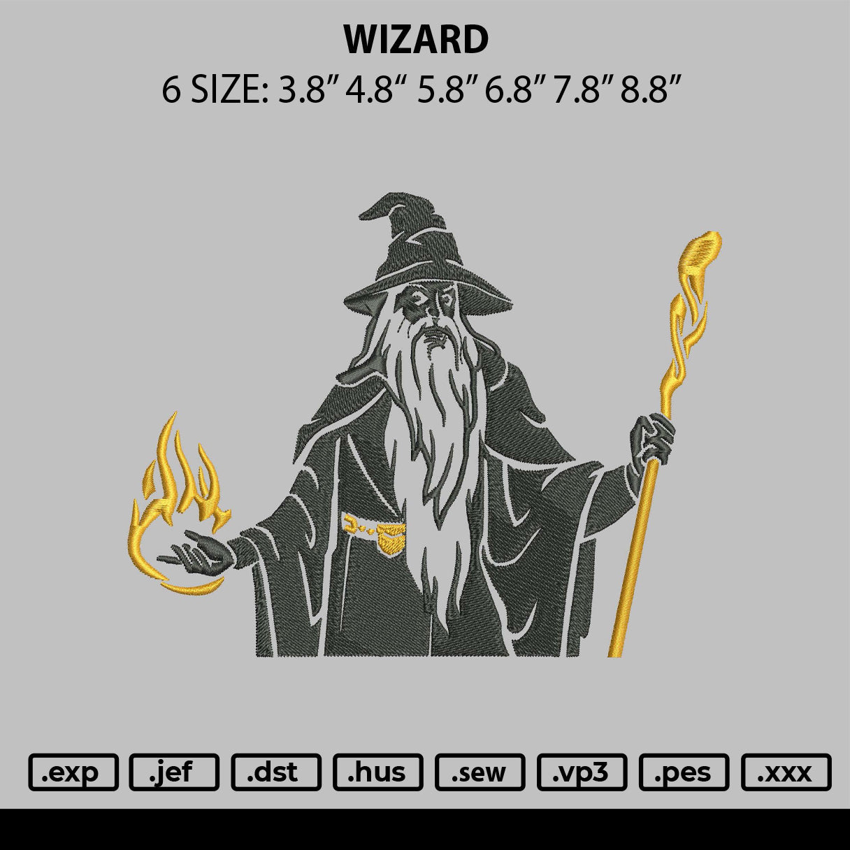 Wizard Embroidery File 6 sizes – embrostudio