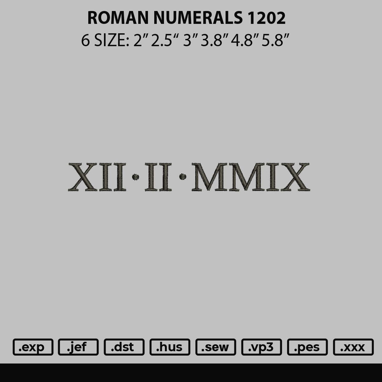 Roman Numerals 1202 Embroidery File 6 sizes – embrostudio