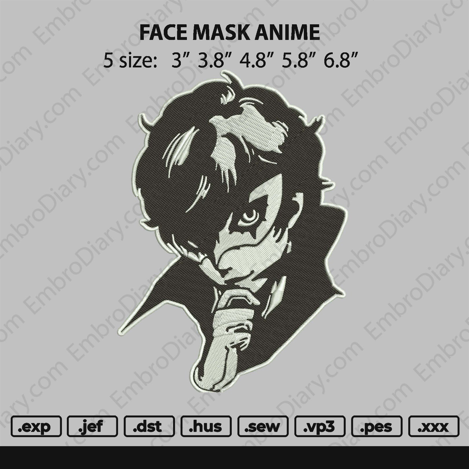 face mask anime Embroidery – embrostudio