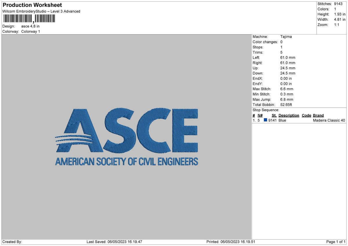 Asce Embroidery File 6 sizes – embrostudio