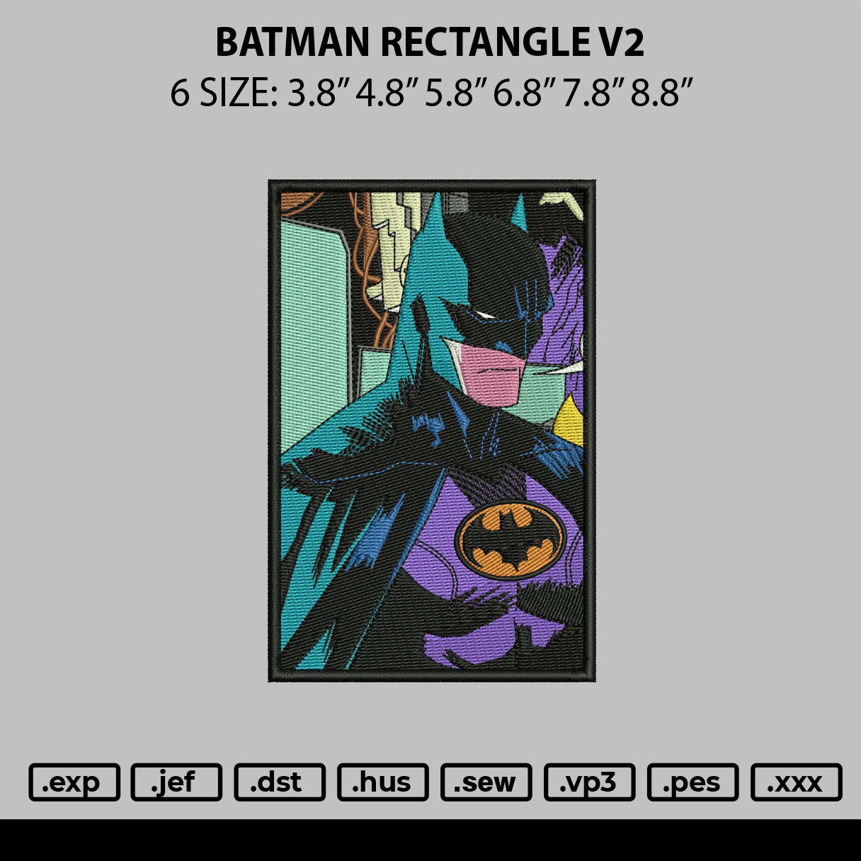 Batman Rectangle V2 Embroidery File 6 sizes – embrostudio