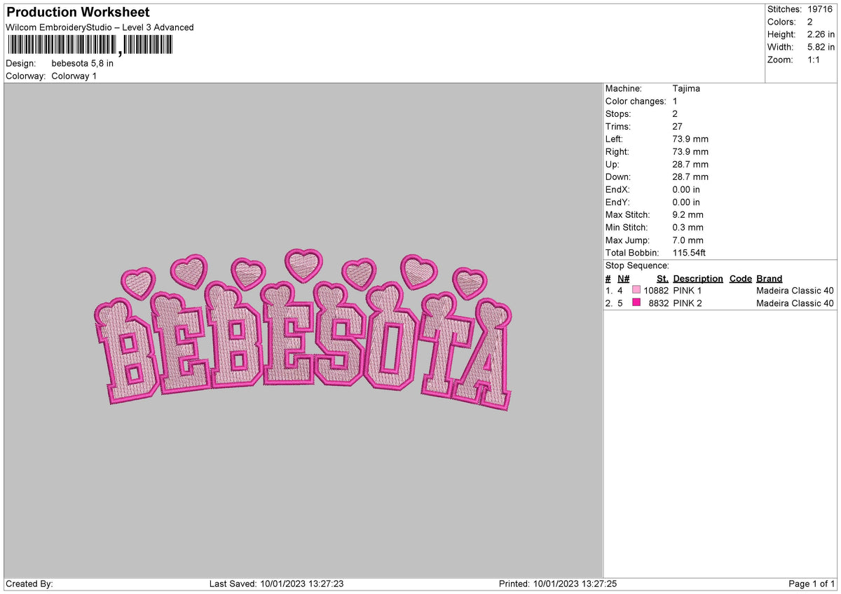 Bebesota Txt Embroidery File 6 sizes – embrostudio